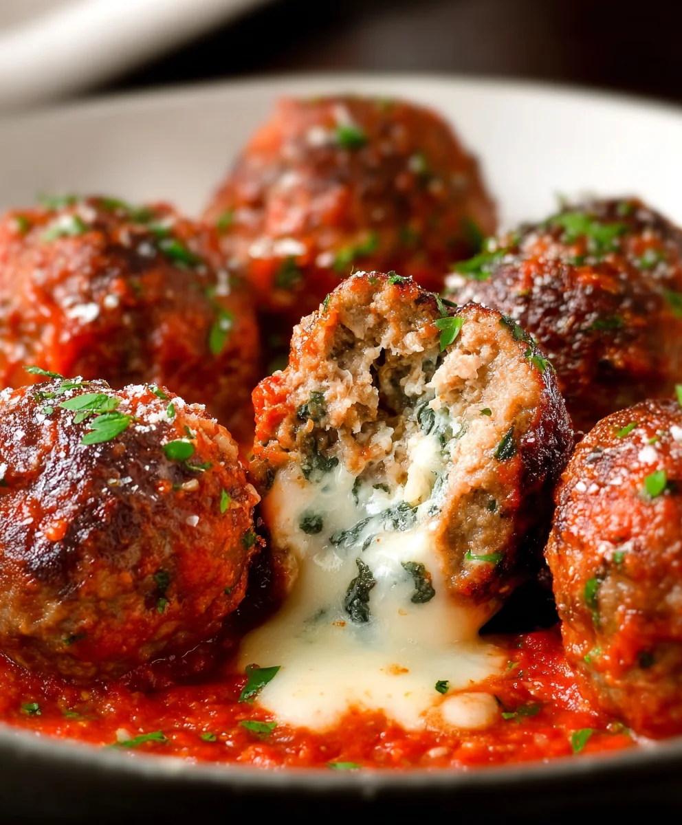 Juicy Beef Mozzarella Stuffed Meatballs Recipe - Bee Recipes